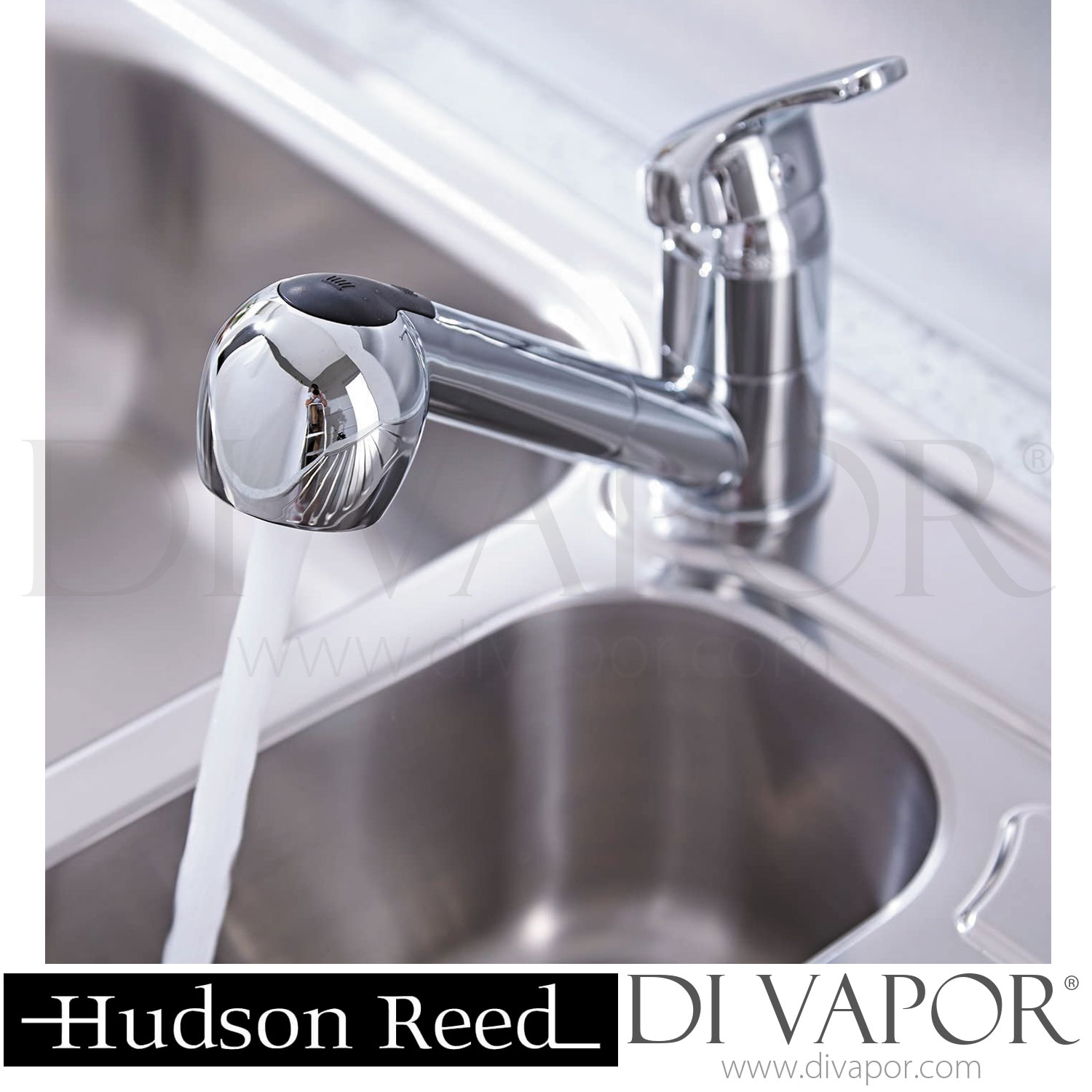 Hudson Reed / Ultra KA307 Eon Mono Sink Mixer with Pull Out Rinser Tap ...