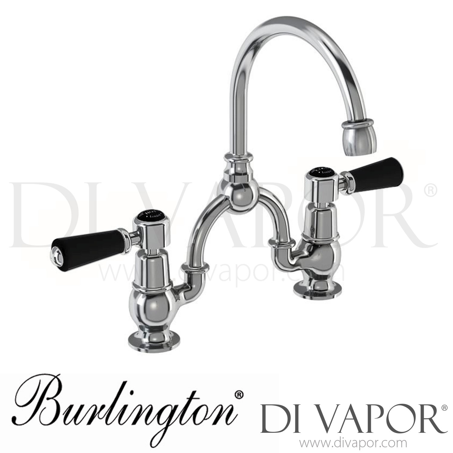 Burlington KE27-QT BLA Kensington 2 Tap Hole Arch Mixer with Curved ...