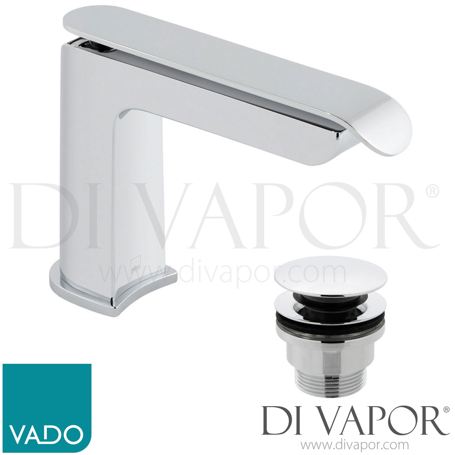 VADO KOV-100/CC-C/P Kovera Mono Basin Mixer with Universal Waste Spare ...