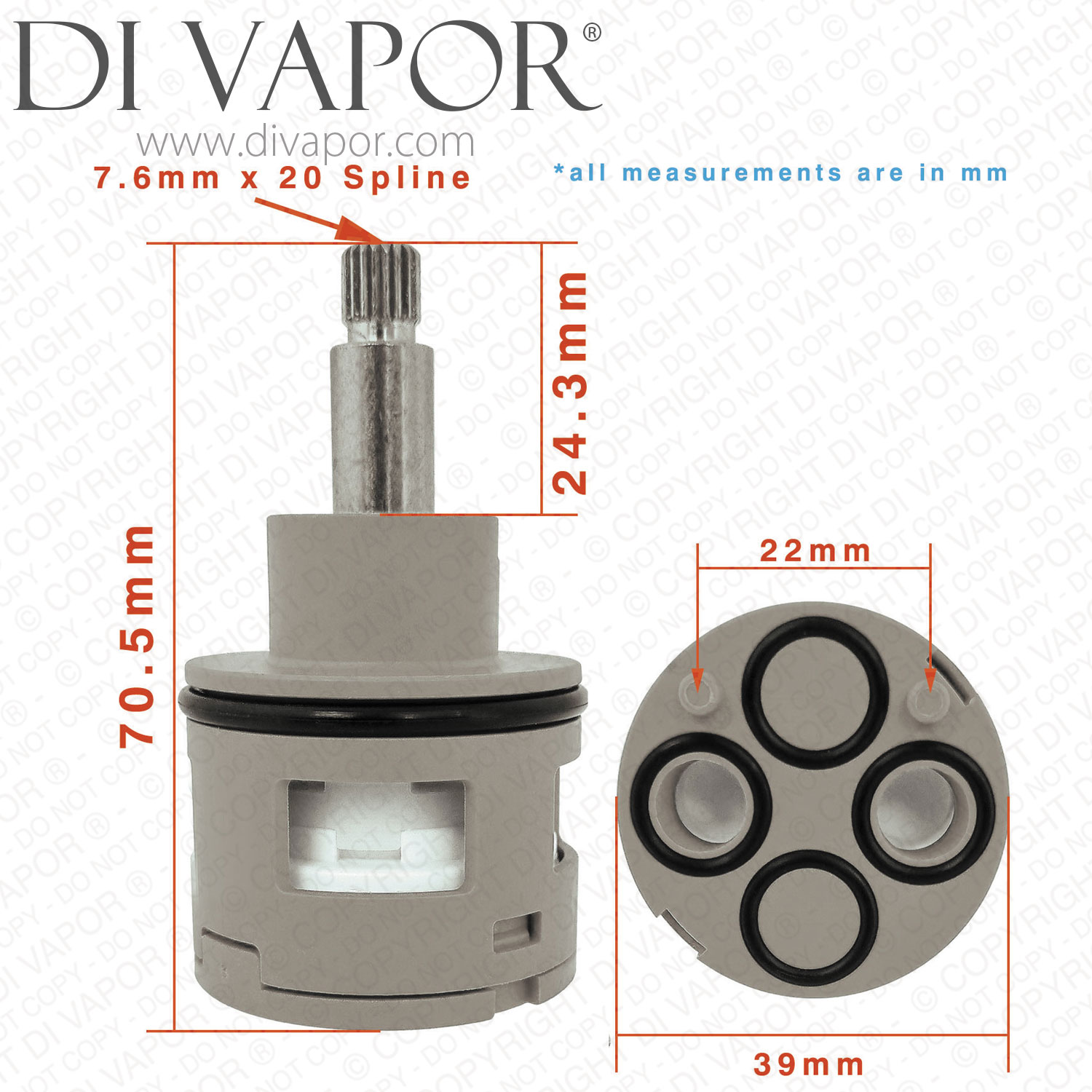 K-Vit Element Shower Valve Diverter Cartridge KV5543 Compatible Spare