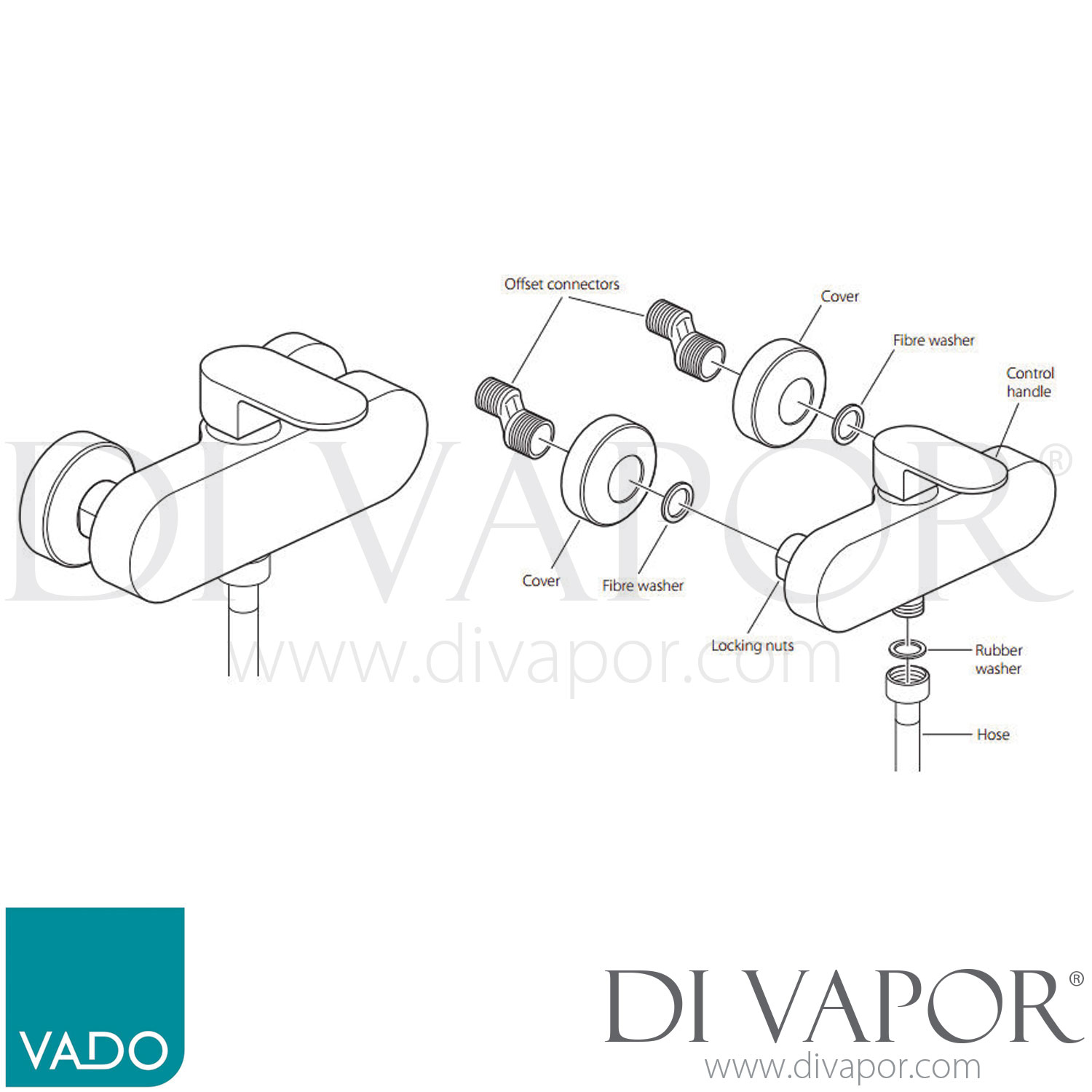 Vado LIF-149-CP Life Wall Mounted Exposed Shower Mixer Spare Parts