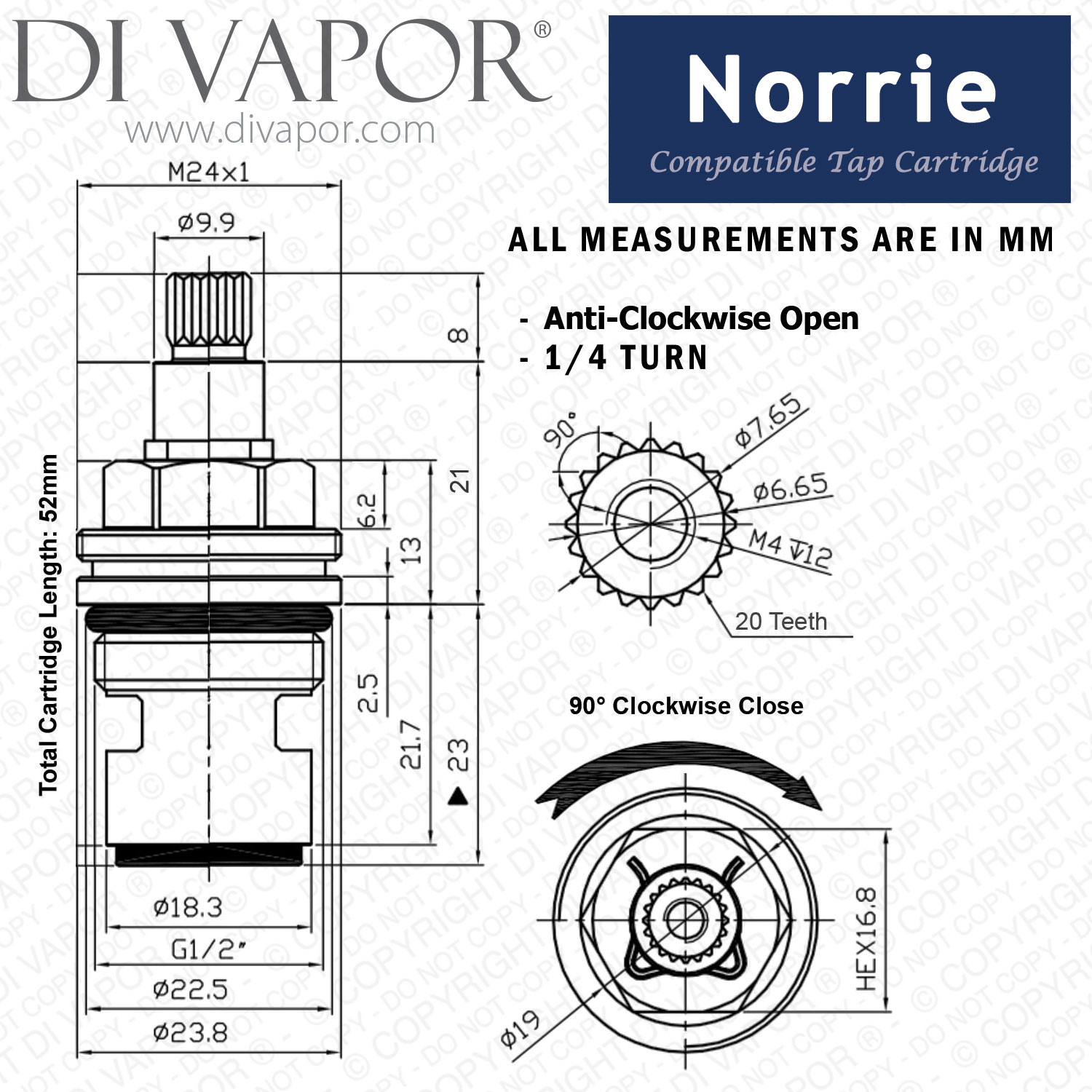 MAGNET Norrie Cold Tap Cartridge Compatible Spare