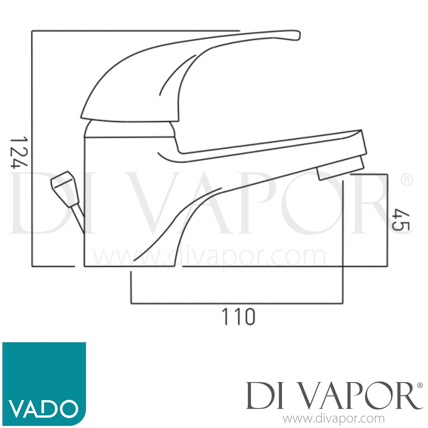 VADO MAT-100-C/P Matrix Mono Bathroom Basin Tap with Pop Up Waste Spare ...