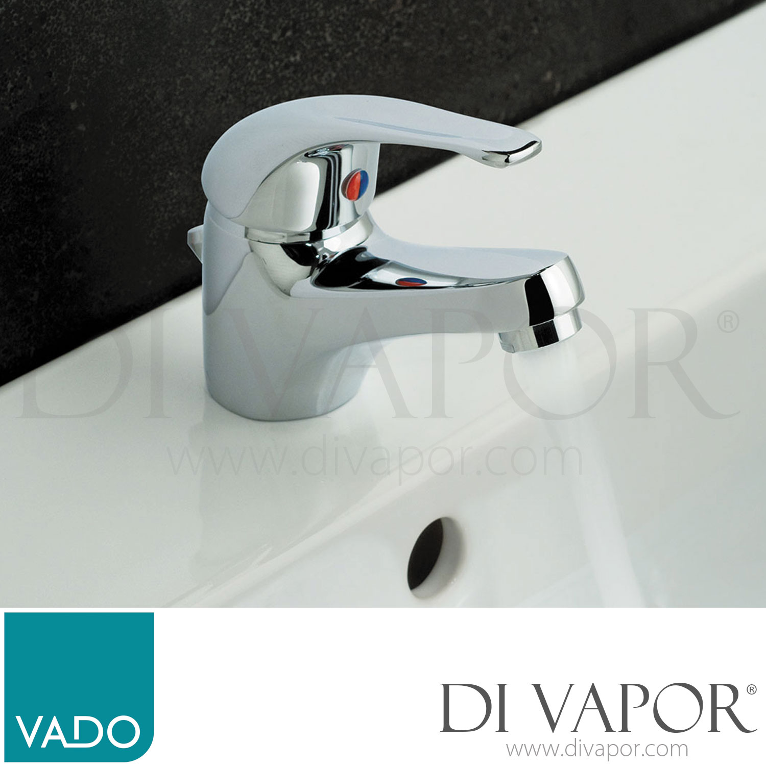 VADO MAT-100-C/P Matrix Mono Bathroom Basin Tap with Pop Up Waste Spare ...