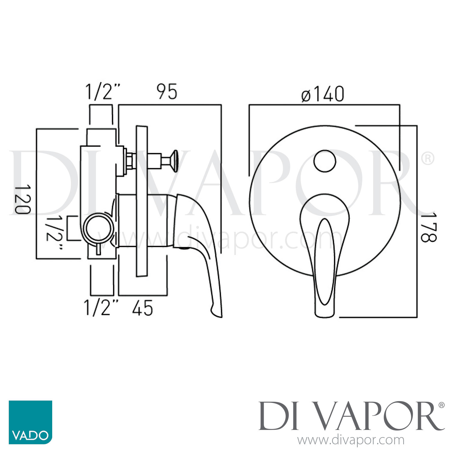 VADO MAT-147-C/P Matrix Concealed Shower Valve With Diverter Spare Parts