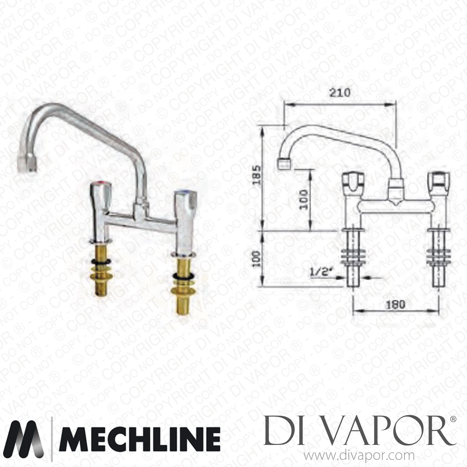 Mechline GastroTechnix GX6925-25 1/2 Inch Dome Head Mixer Tap with ...