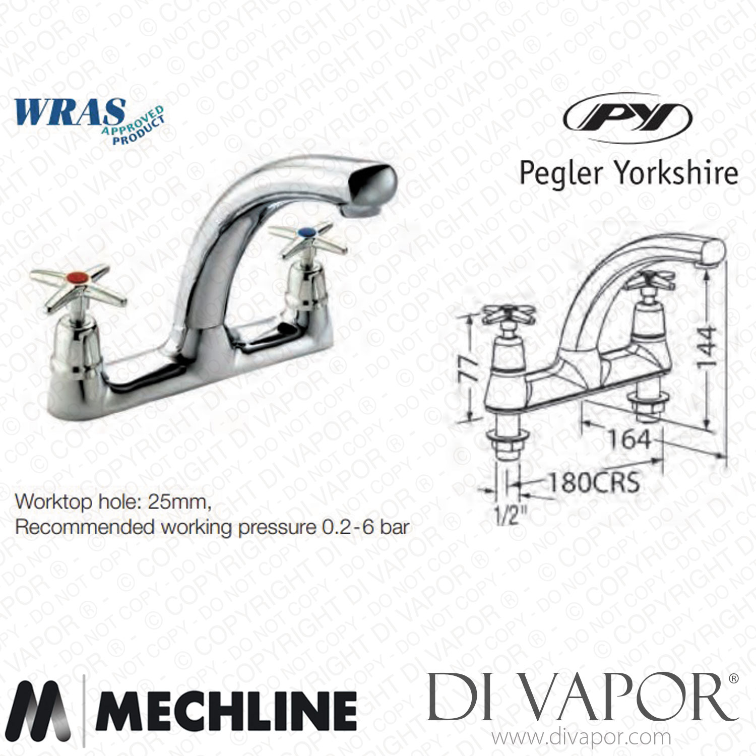 Mechline Pegler Yorkshire WR-500MX 1/2 Inch Cross Head Deck Mounted ...