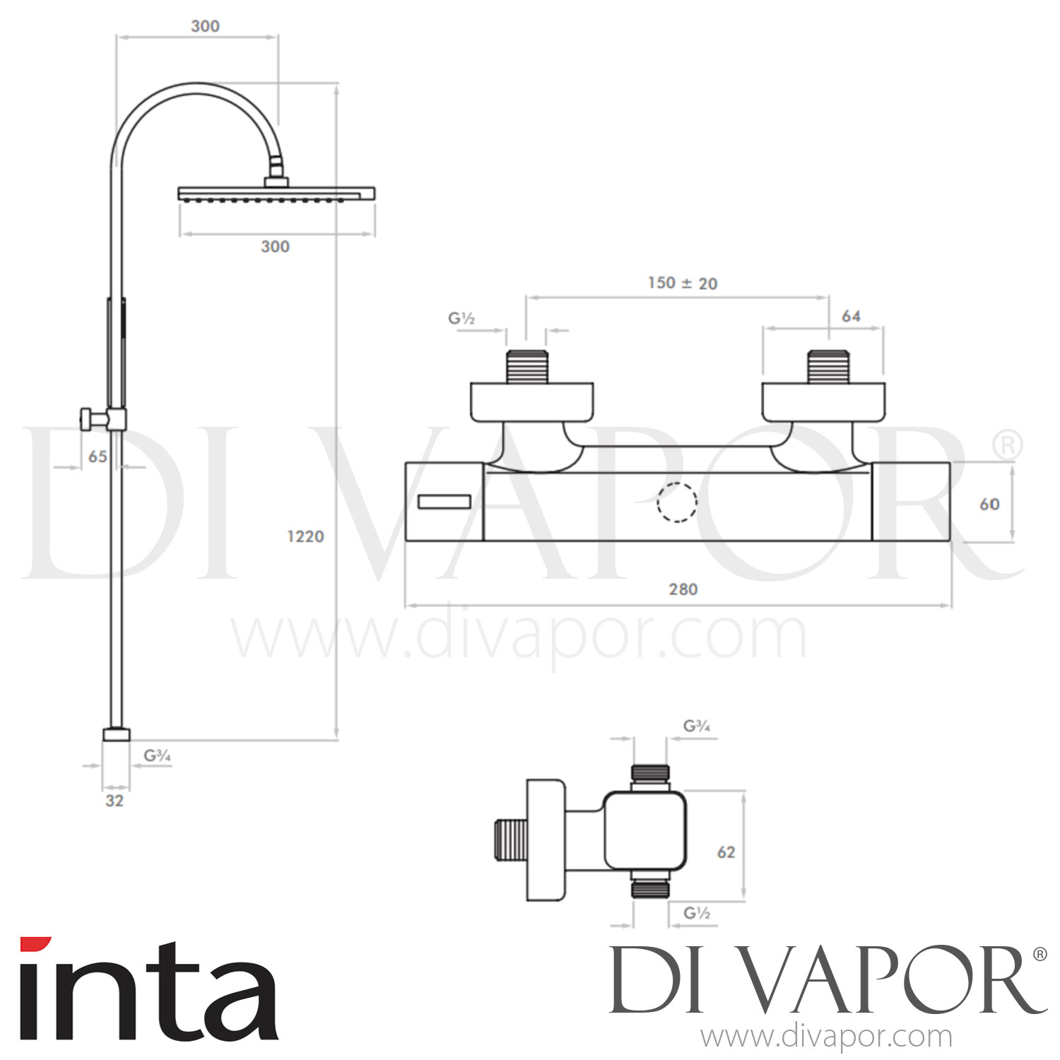 Inta Mio MI20012CP Shower Mixing Valve Thermostatic Cartridge