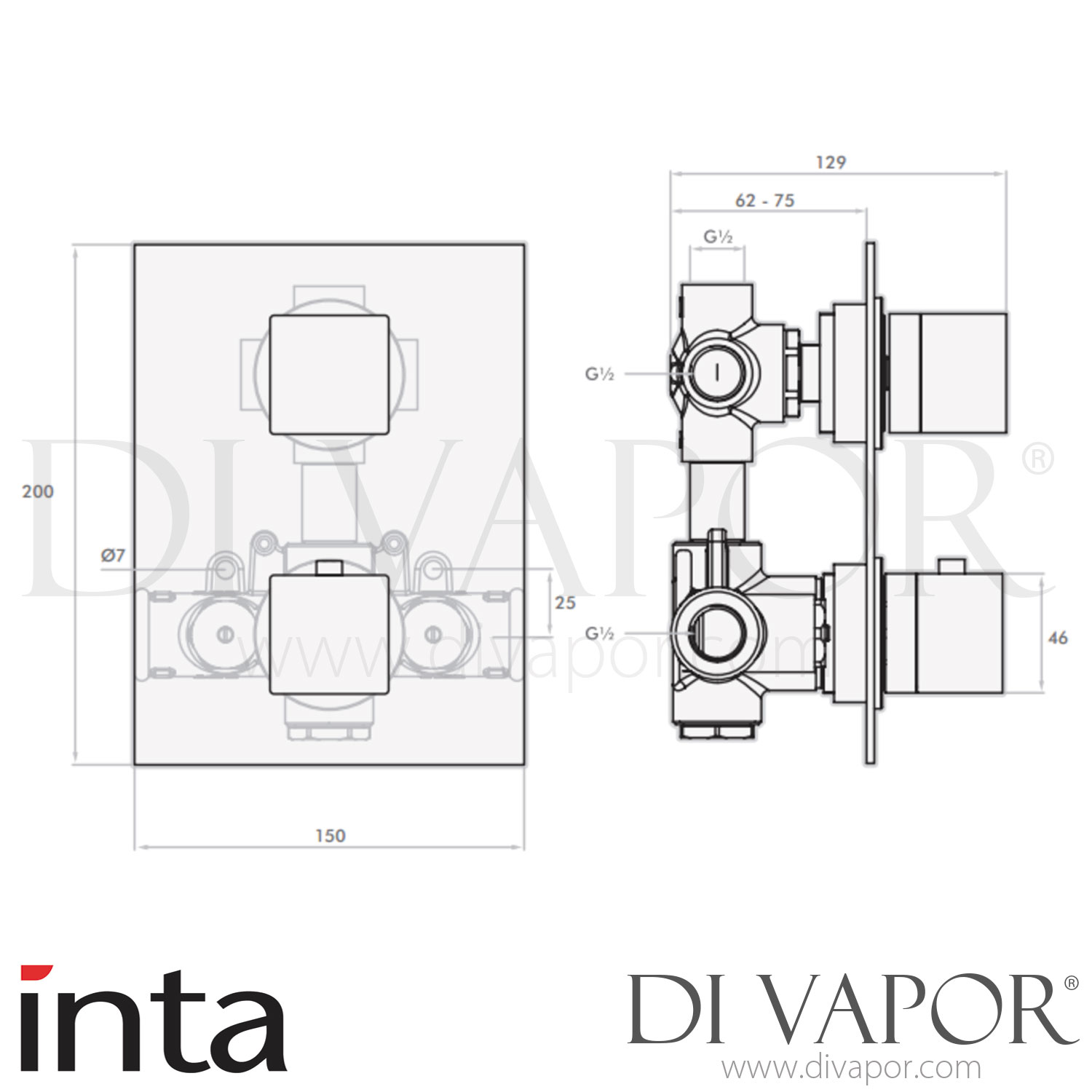 Inta MI40010CP Mio Single Outlet Thermostatic Concealed Shower Spare Parts