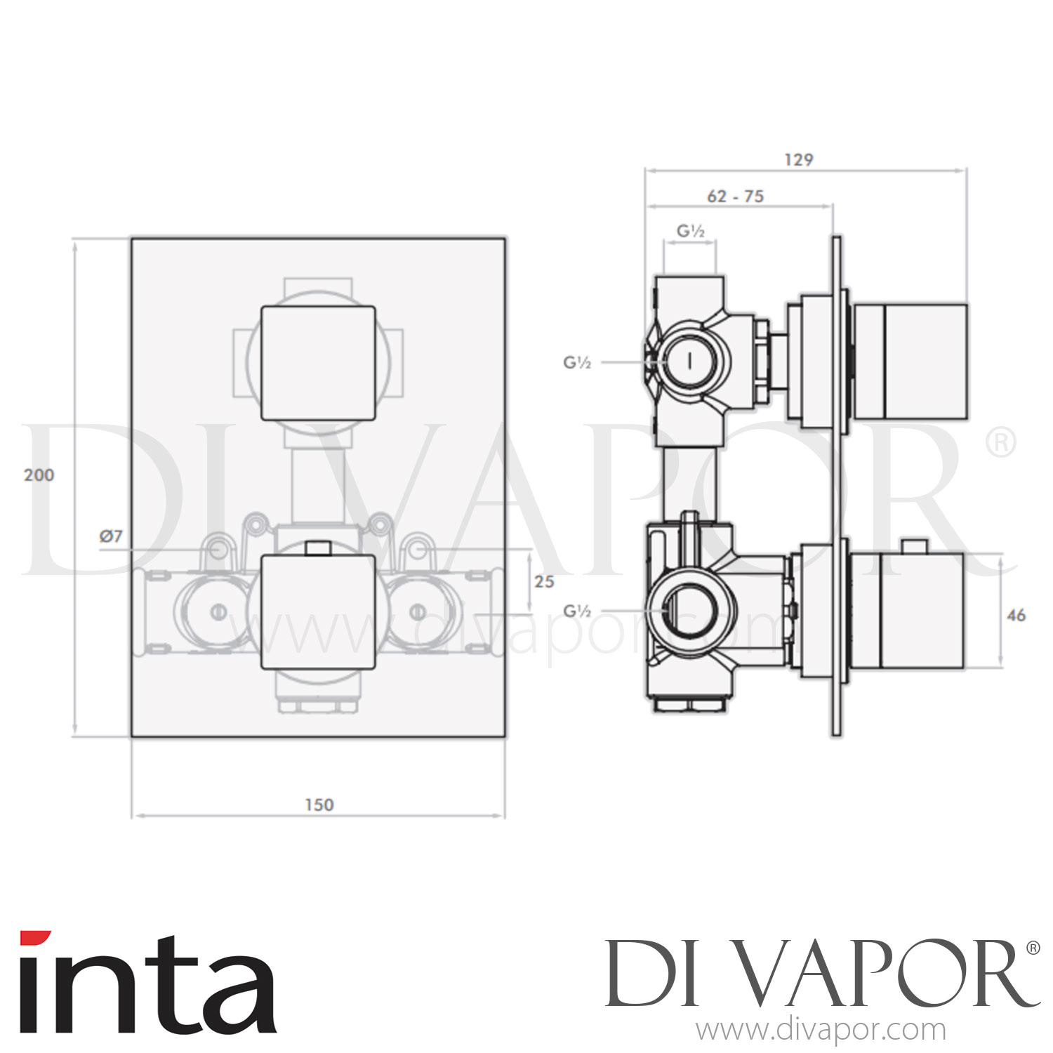 Inta MI40014CP Mio Thermostatic Concealed Shower with Flexible Slide ...