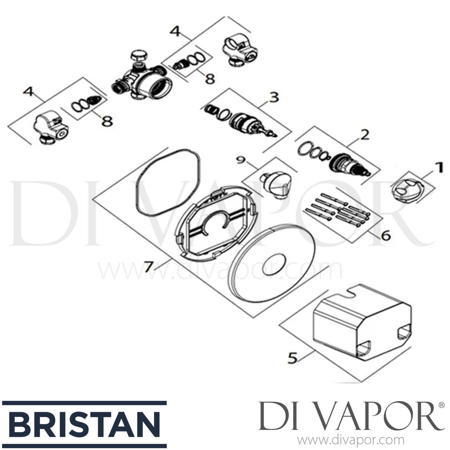 Bristan MINI2 TS1203 CH C Opac Thermostatic Concealed Mini Valve - 11 ...