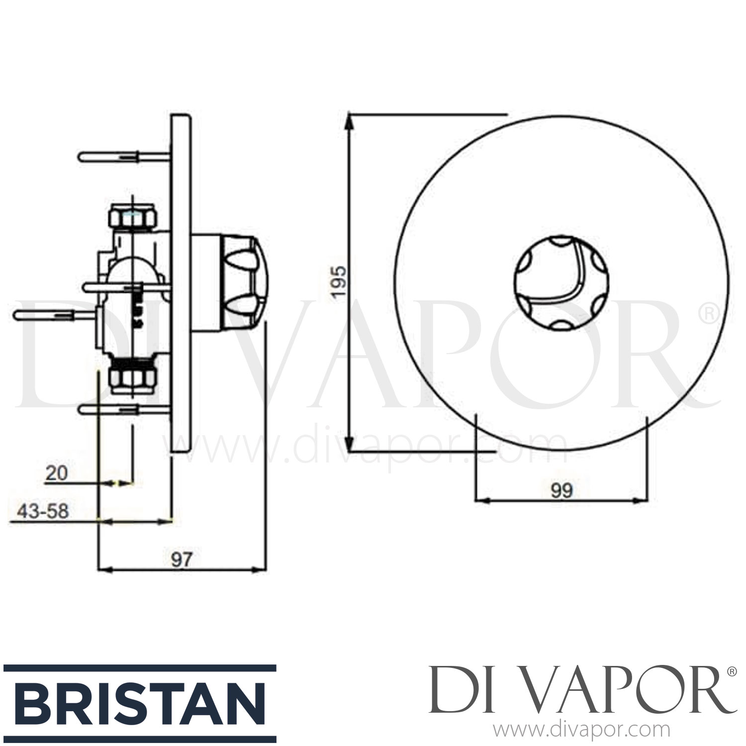 Bristan MINI2 TS1203 CH C Opac Thermostatic Concealed Mini Valve - 11 ...