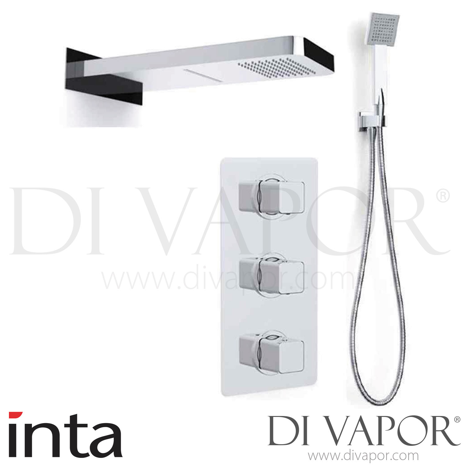 Inta MIO34 Mio Concealed 3 Handle Triple Outlet Thermostatic Shower ... Inta MIO34 Mio Concealed 3 Handle Triple Outlet Thermostatic Shower ...
