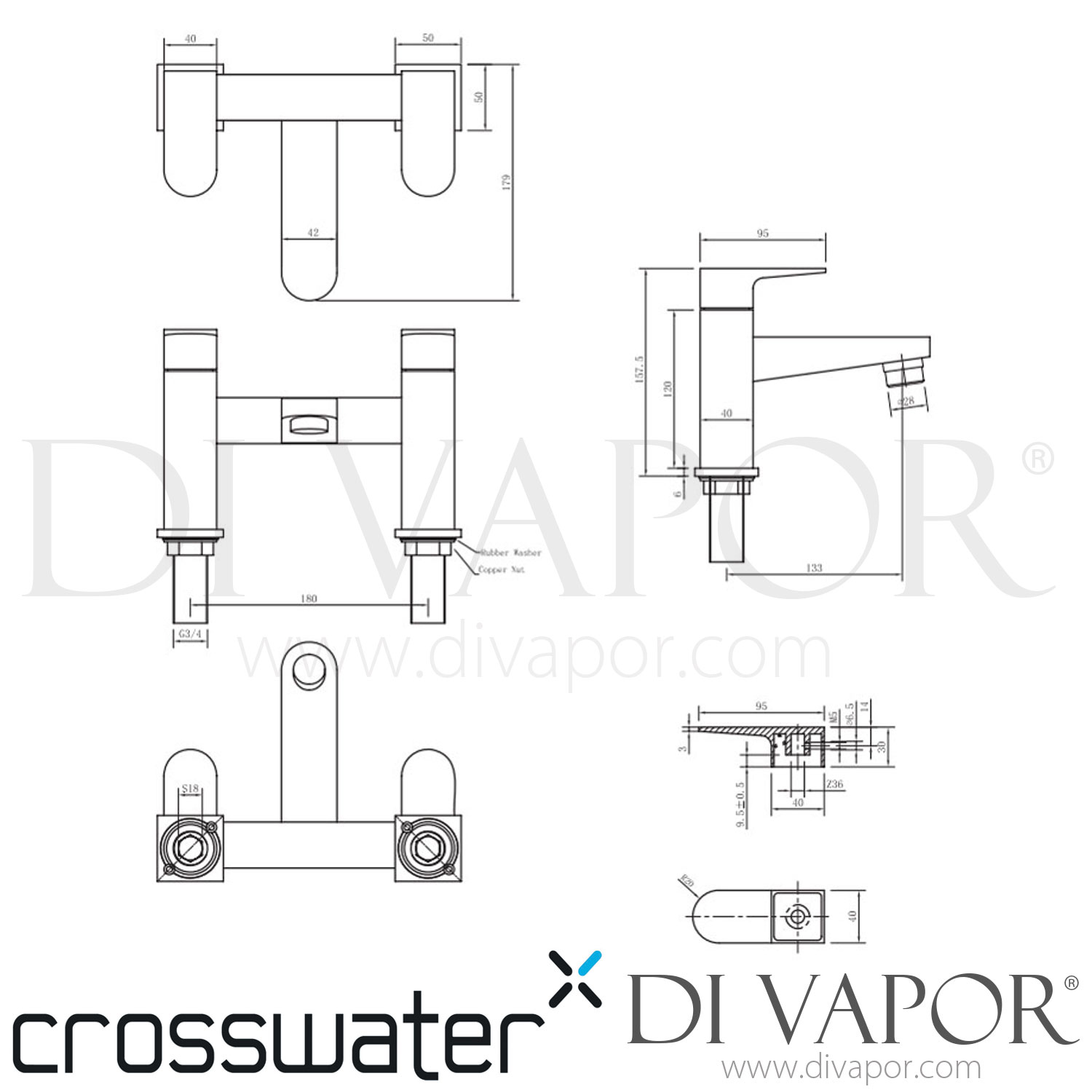 Crosswater MO322DC Modest Bath Filler Spare Parts