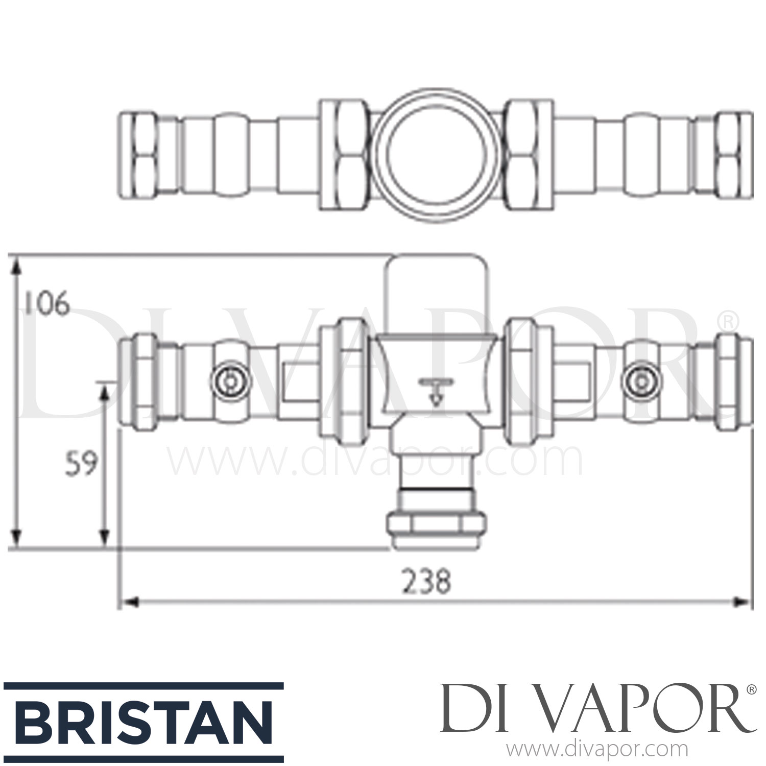 Bristan MT753CP-ISO 22mm TMV3 Thermostatic Mixing Valve with Isolation ...