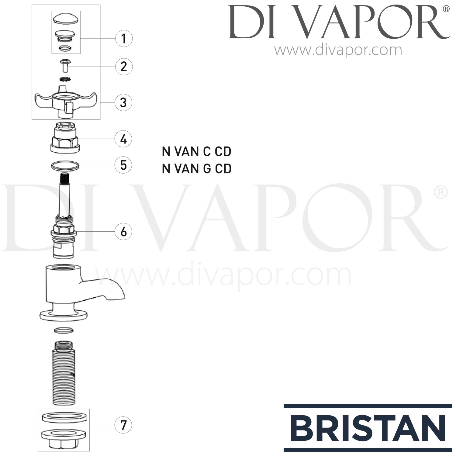 Bristan N VAN C CD 1901 Vanity Basin Taps Spare Parts