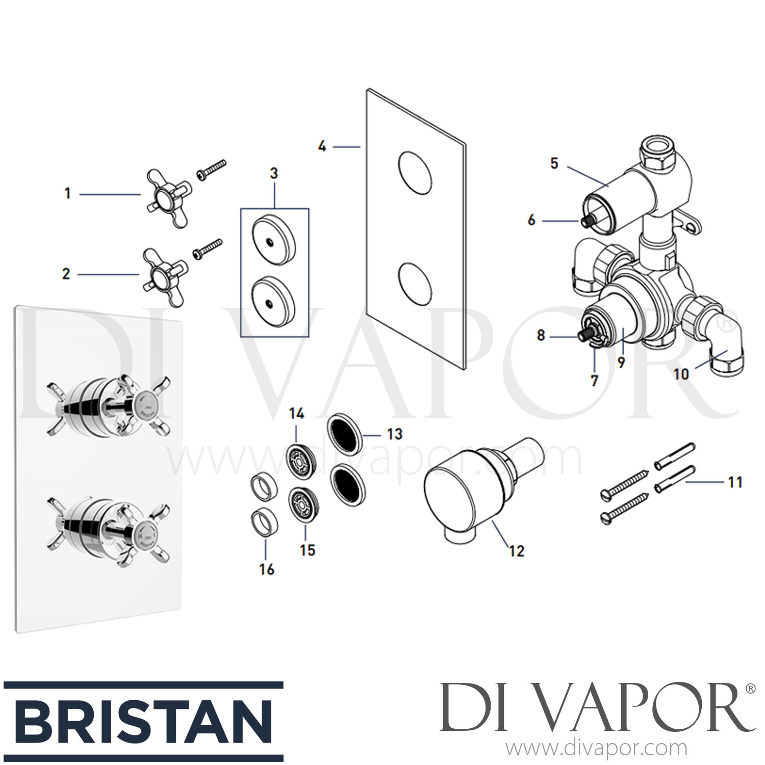 Bristan N2 SHCVO 1901 Thermostatic Recessed Dual Control Shower Valve ...