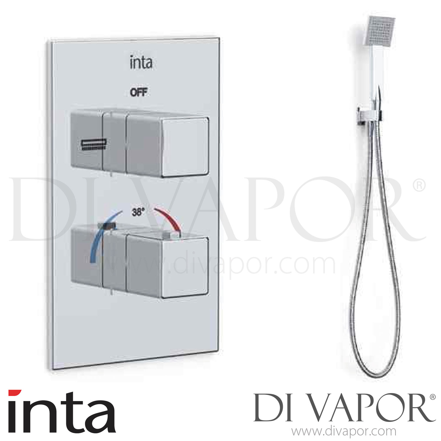 Inta NULO10 Nulo Thermostatic Concealed Mixer Shower with Rinse Station ...
