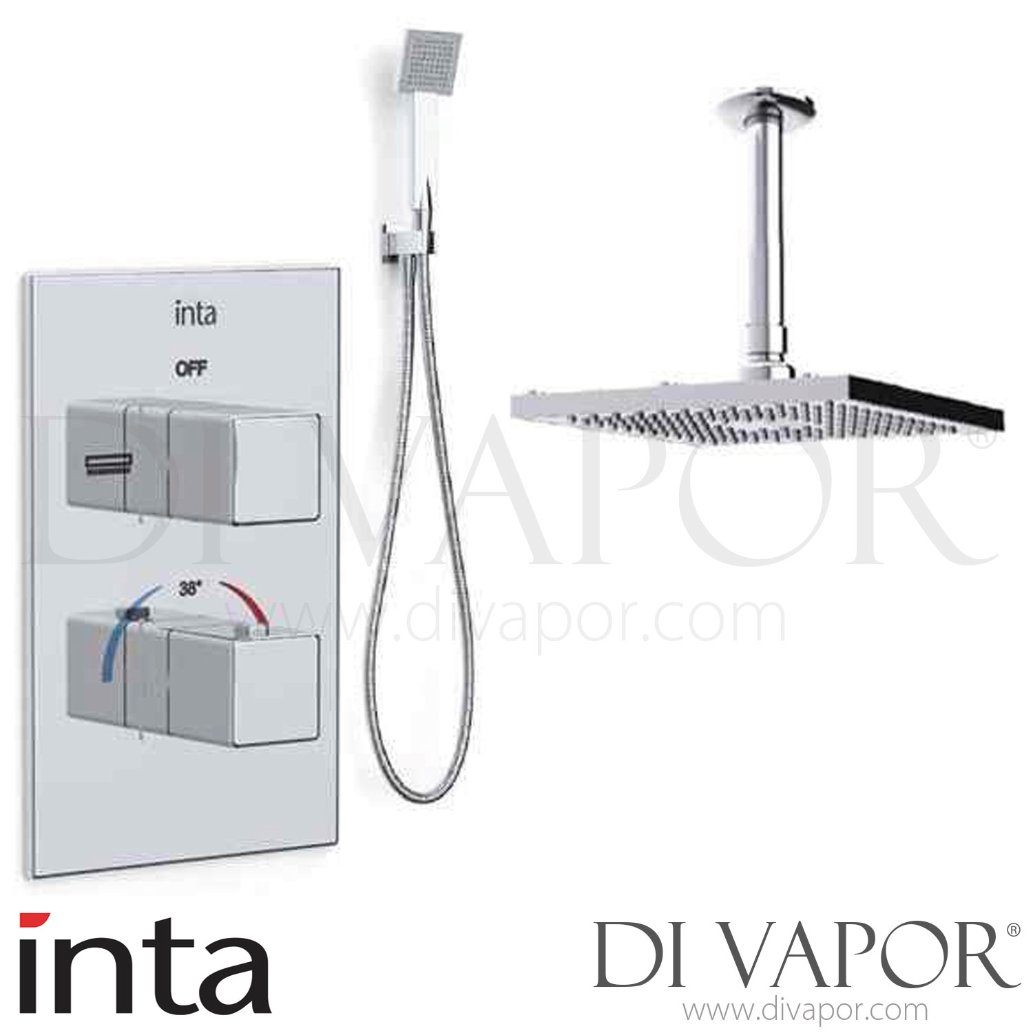 Inta NULO22 Nulo Thermostatic Dual Outlet Concealed Mixer Shower with ...