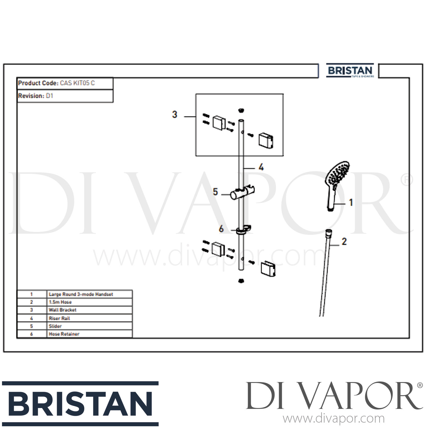 Bristan ORB SHWR PK2 Orb Shower Pack with Fixed Head and Adjustable Kit ...