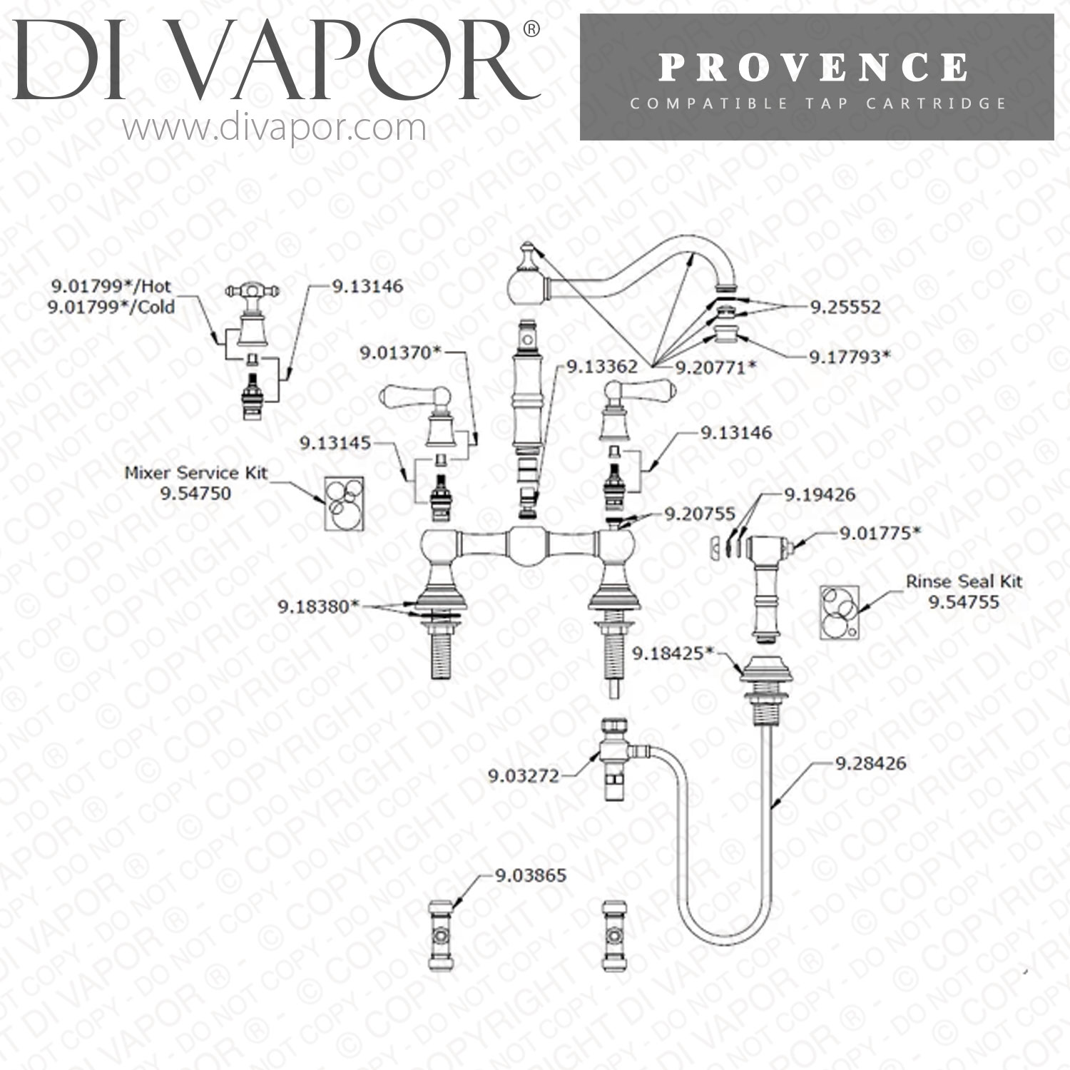 Perrin & Rowe 4755 Provence Sink Mixer with Crosstop Handles and Rinse ...