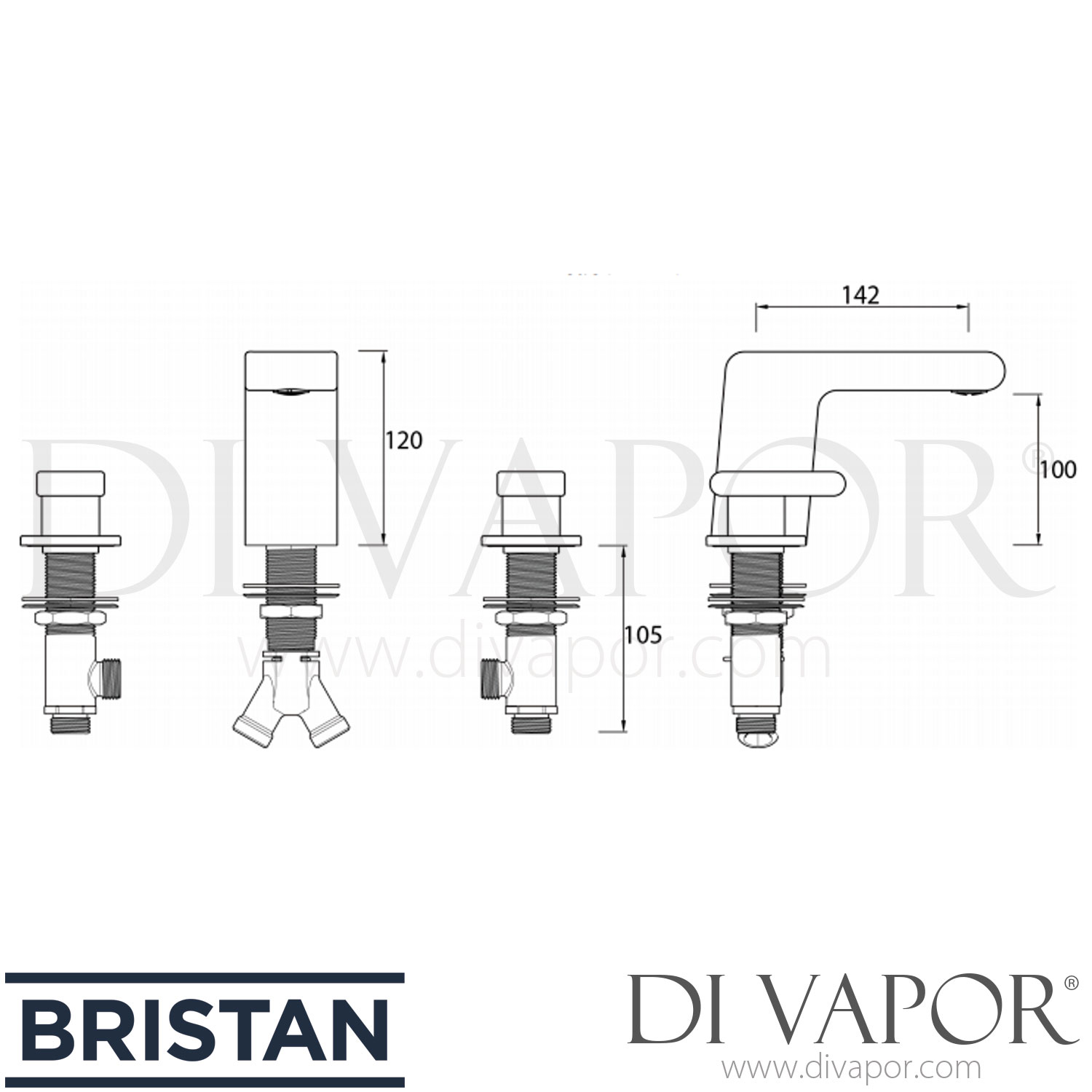 Bristan PIV 3HBF C Pivot 3 Hole Bath Filler Tap - 07/05/2015 - Spares