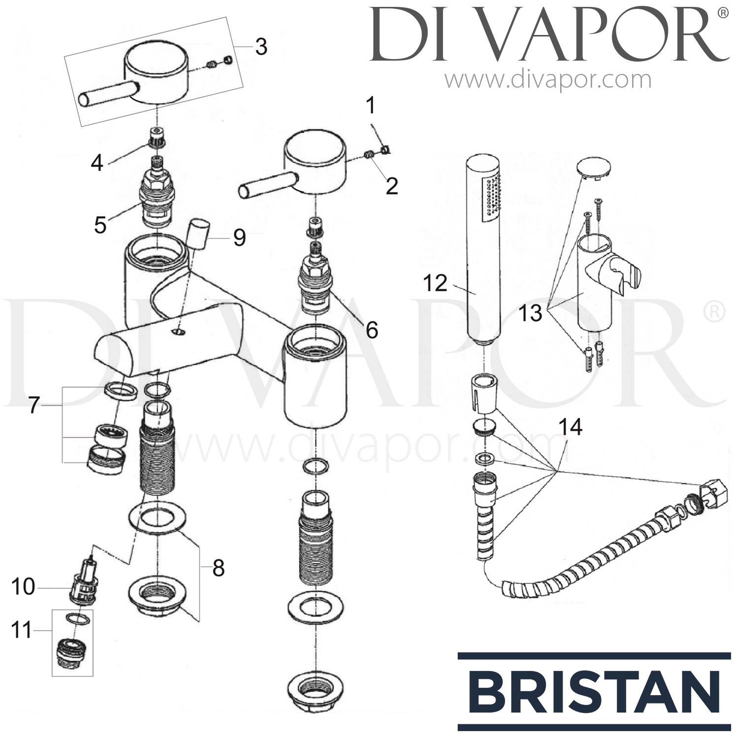 Bristan PM BSM C Prism Bath Shower Mixer Spare Parts