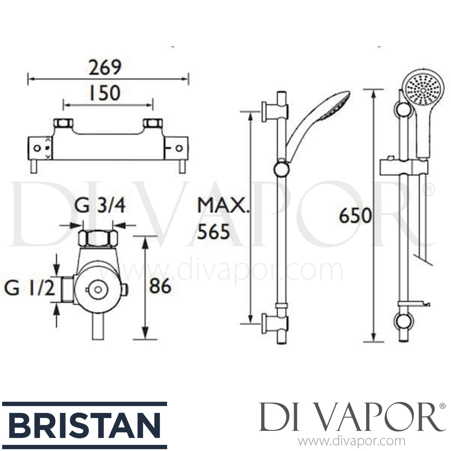 Bristan PM SHXMMCTFF C Prism Cool Touch Thermostatic Bar Shower Valve - 11/06/2010 - Spare Parts