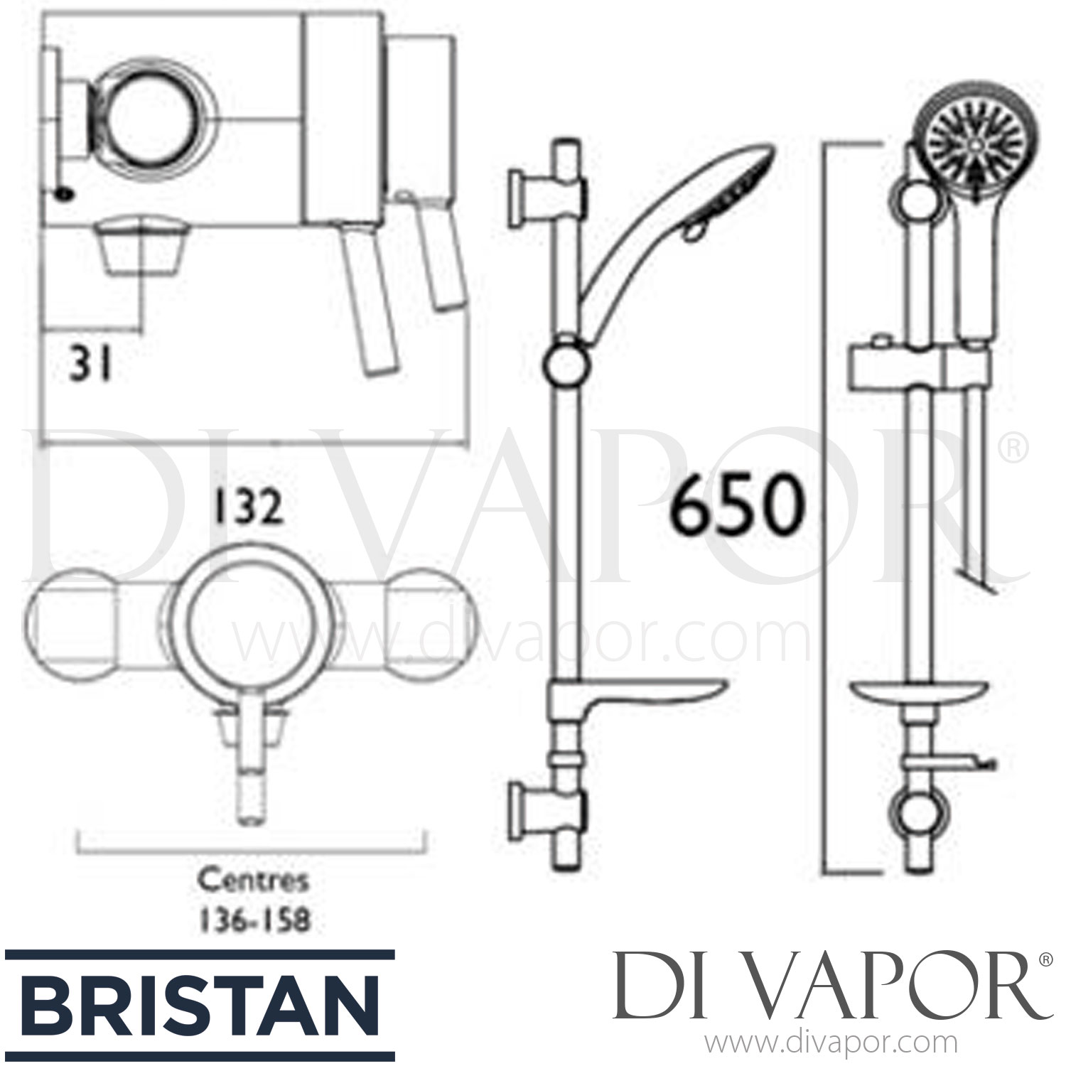 Bristan PM2 CSHXAR C Prism Exposed Dual Control Shower with Adjustable ...
