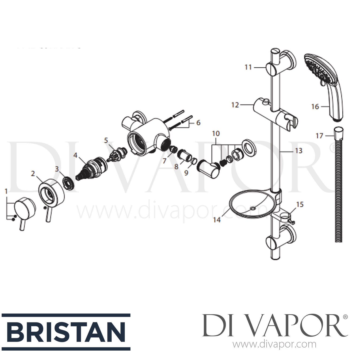 Bristan PM2 CSHXAR C Prism Exposed Dual Control Shower with Adjustable ...