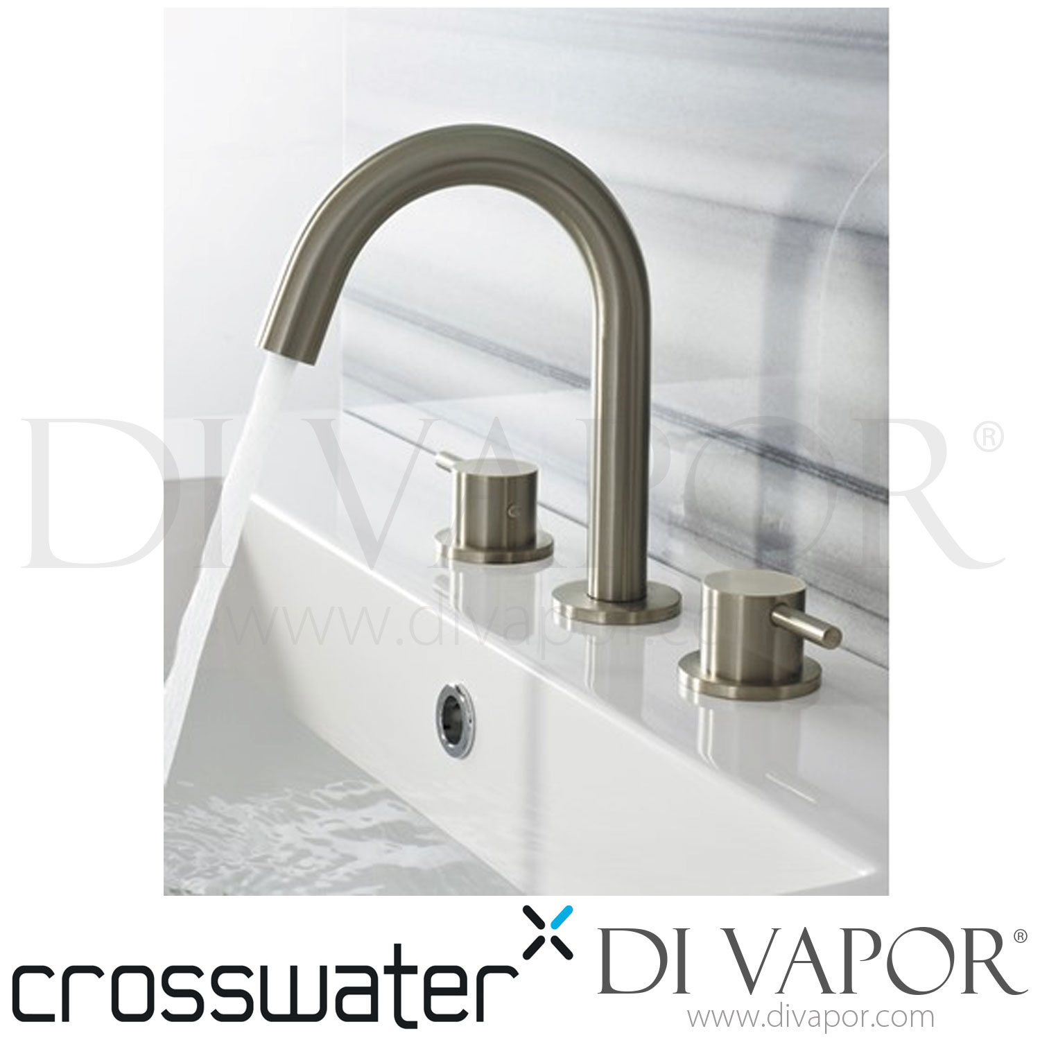 Crosswater PRO135DNV MPRO Basin 3 Hole Set Brushed Stainless Steel Tap ...