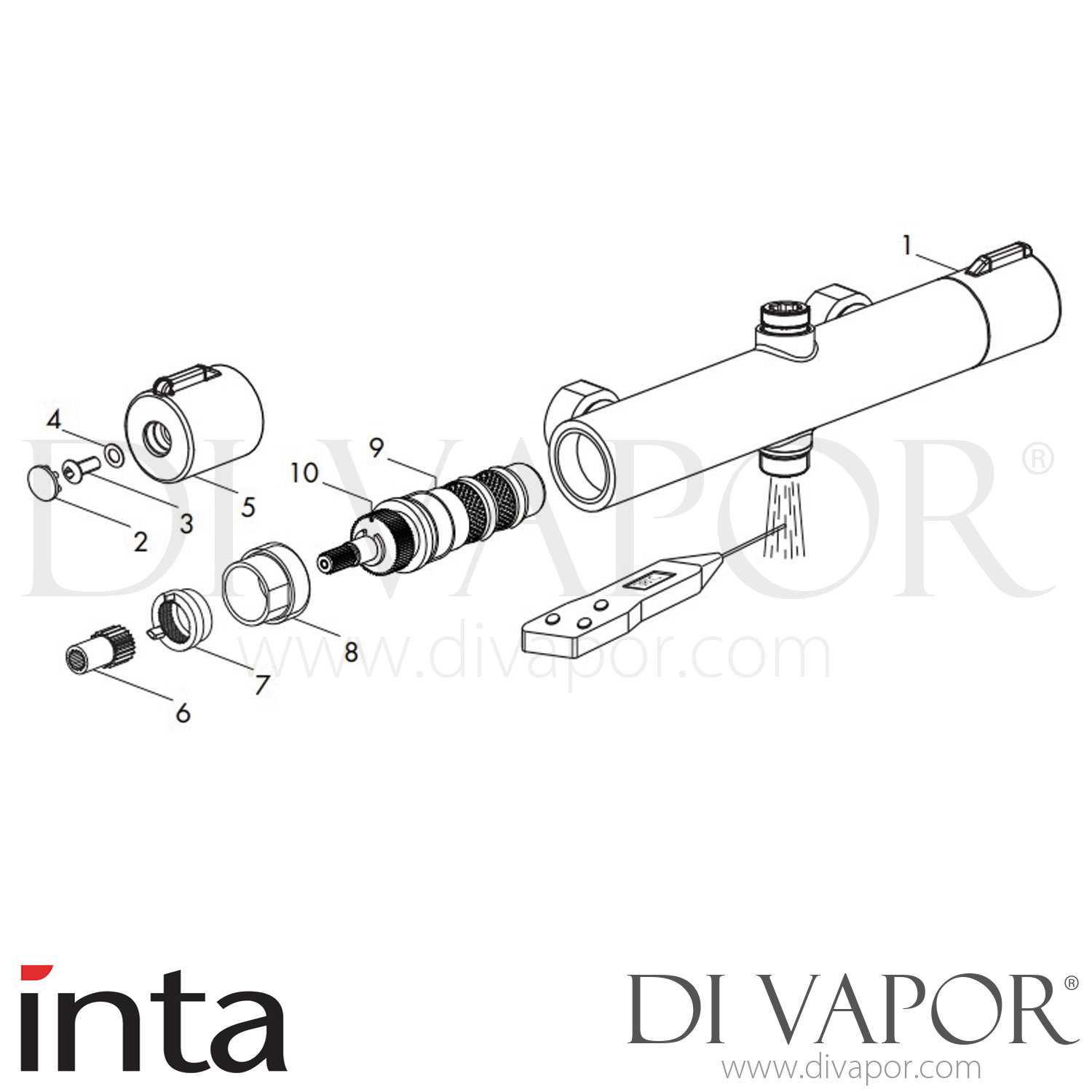 Inta PU10036CP Puro Deluxe Thermostatic Shower (Adjustable Riser) Spare ...