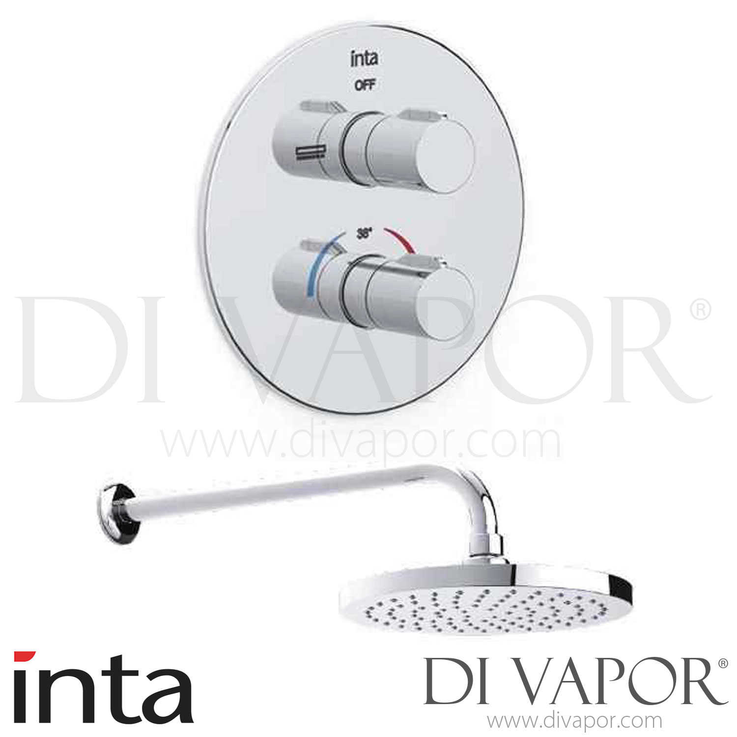 Inta PURO12 Puro Thermostatic Concealed Mixer Shower with Overhead Arm ...