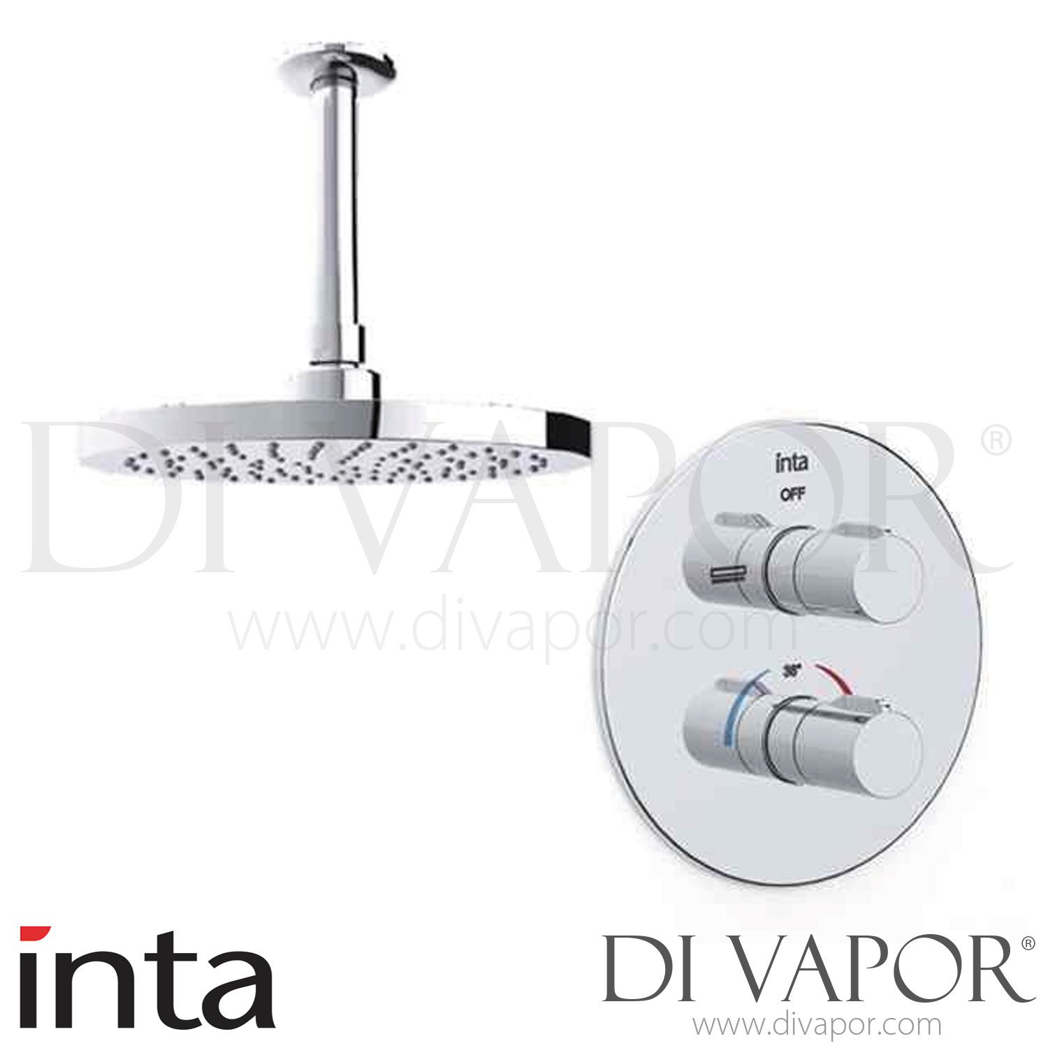 Inta PURO13 Puro Thermostatic Concealed Mixer Shower with Ceiling Arm ...