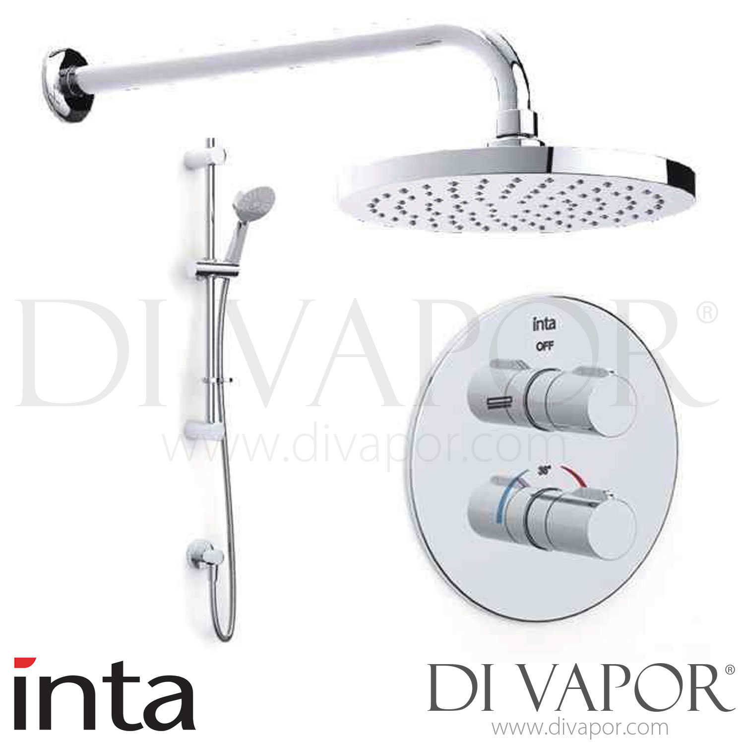 Inta PURO21 Puro Thermostatic Dual Outlet Concealed Mixer Shower with ...