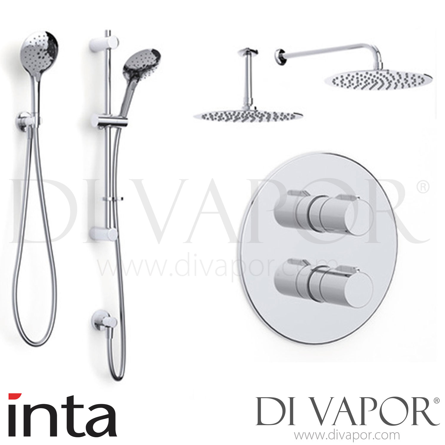 Inta PUROD13 Puro Concealed Thermostatic Shower with Ceiling Arm ...