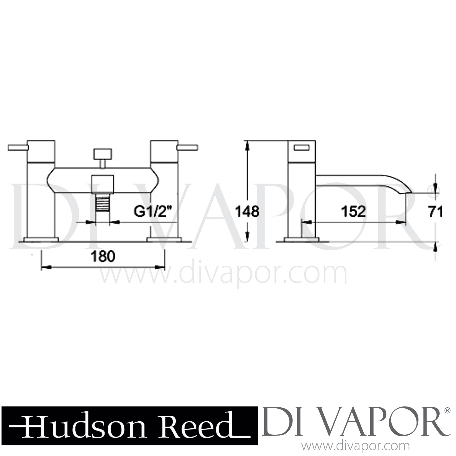 Hudson Reed Rapid Bath Shower Mixer With Shower Kit - Chrome - RAP304 ...