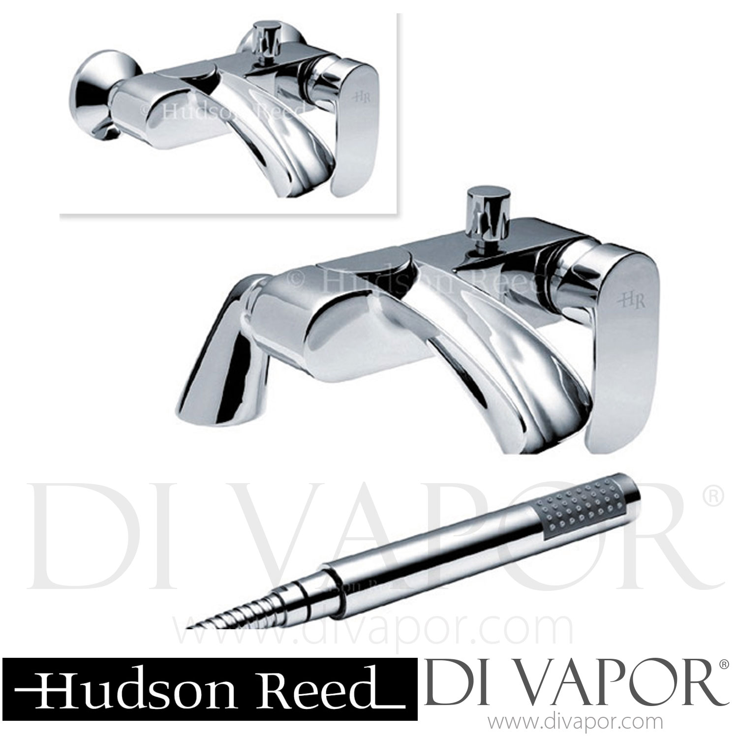 Hudson Reed Reign Deck/Wall Mounted Open Spout Bath Shower Mixer With ...