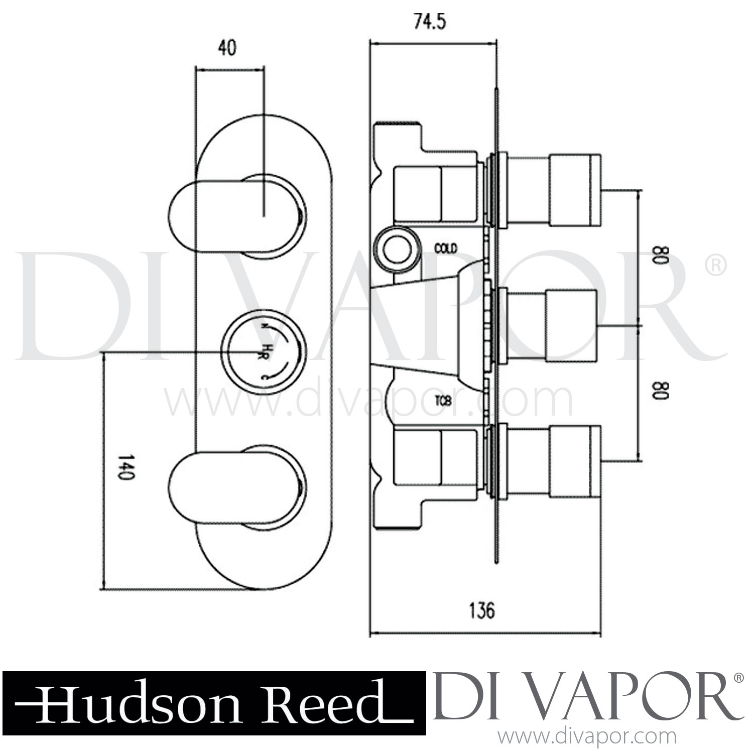 Hudson Reed Reign Triple Concealed Thermostatic Shower Valve - Round ...