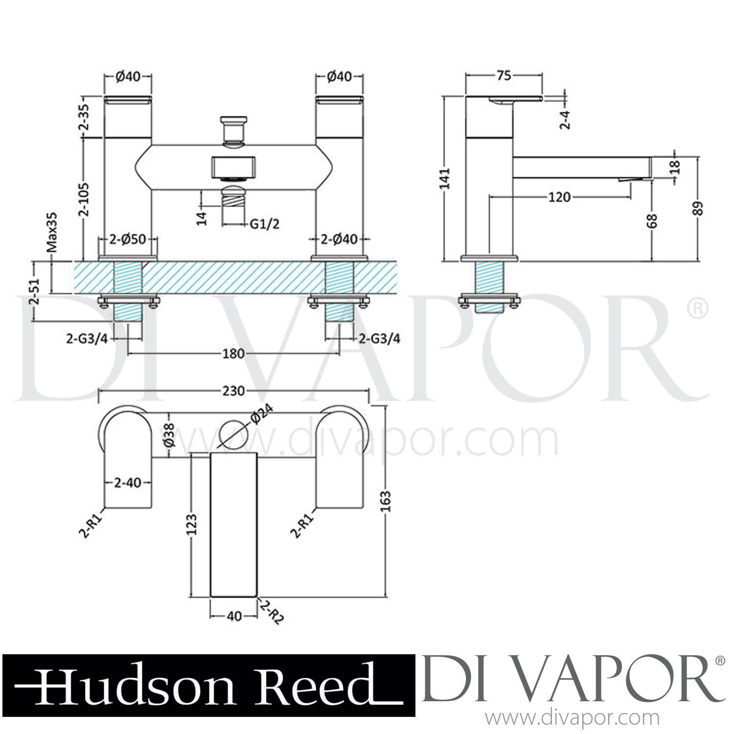 Hudson Reed Sottile Bath Shower Mixer & Shower Kit - SOT304 Spare Parts