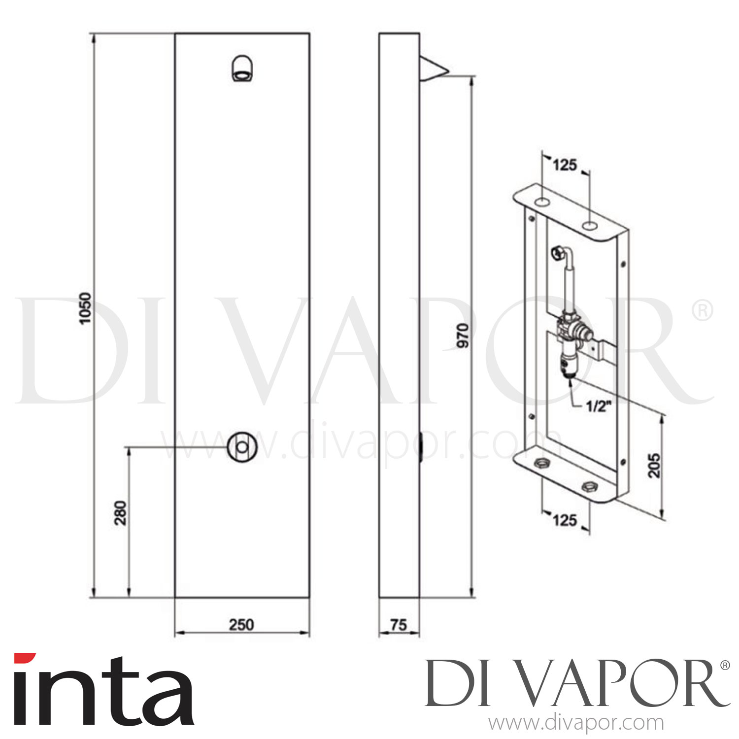 Inta SP9203CP Shower Panel with Infrared Control and Vandal Resistant ...