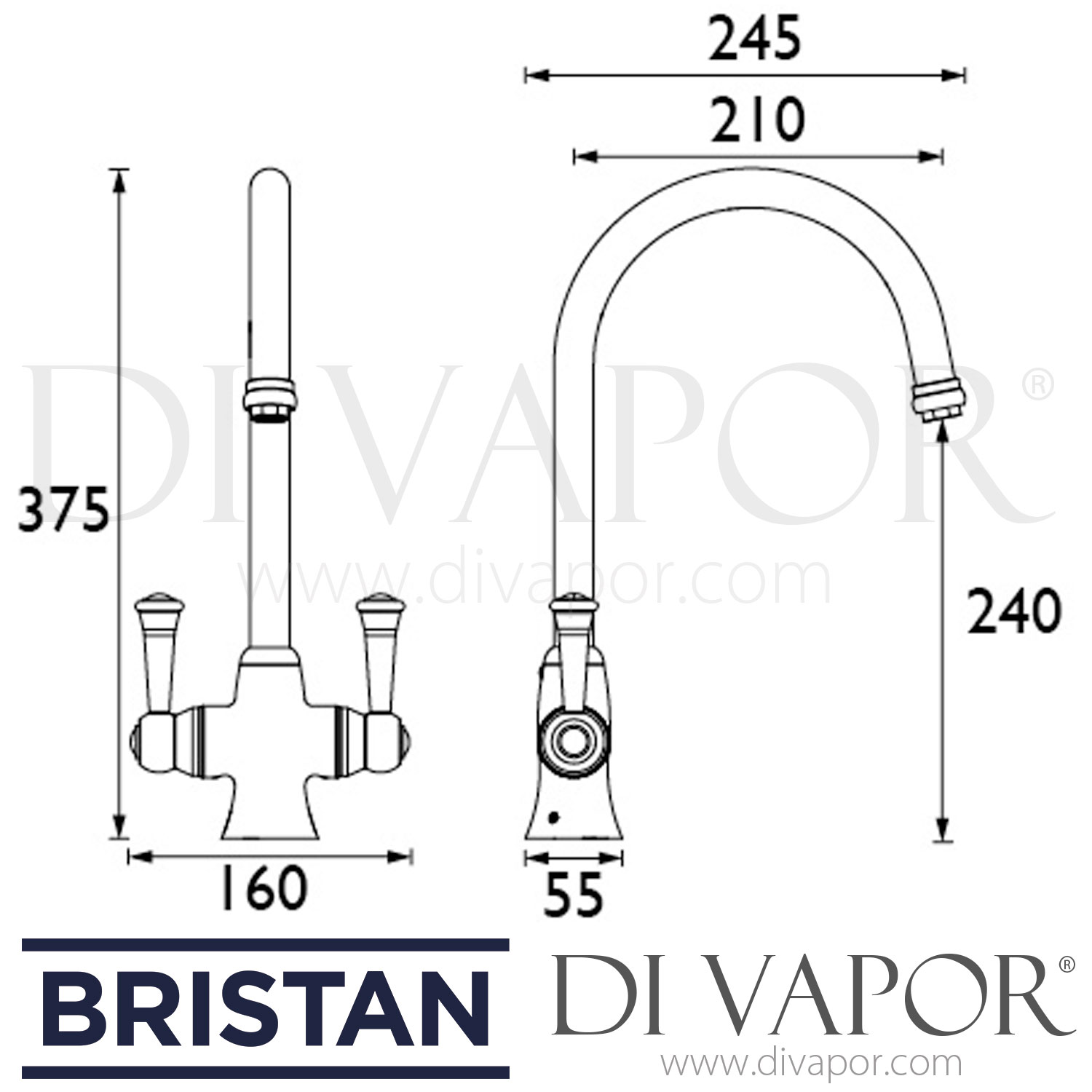 Bristan ST SNK EF BN Sentinel Kitchen Sink Mixer Tap - Brushed Nickel ...