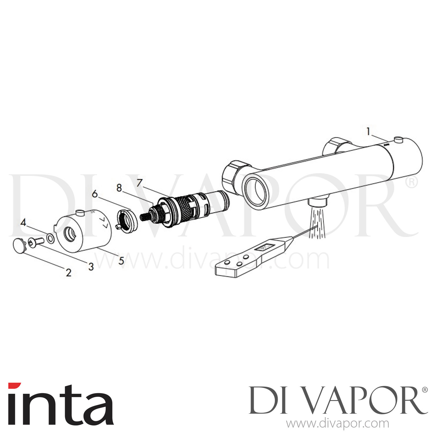 Inta ST20015CP Acura TMV3 Safe Touch Thermostatic Bar Shower Spare Parts