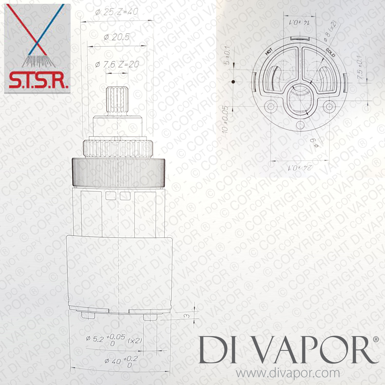 S.T.S.R ST340 Thermostatic Cartridge Replacement (40mm Diameter)