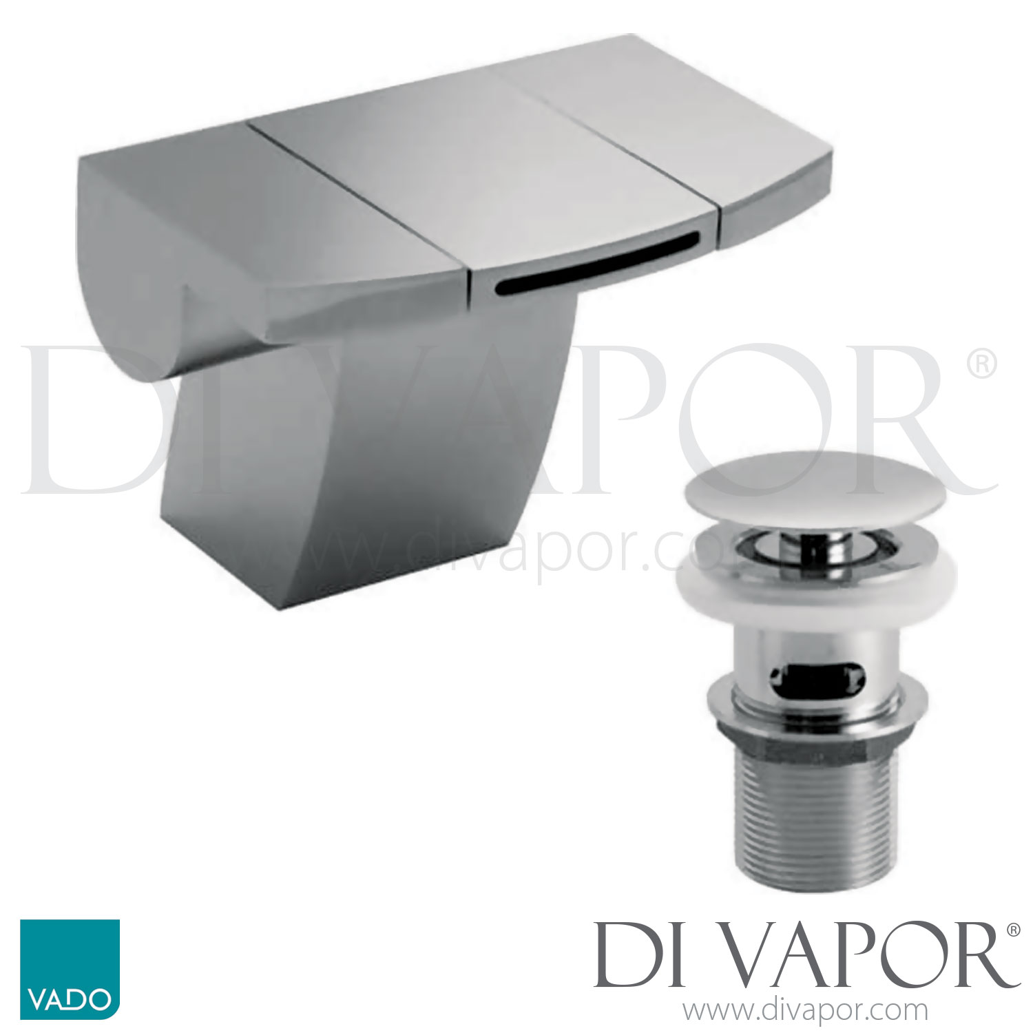 VADO SUM-100/CC-C/P Summit Mono Basin Tap Mixer with Clic-clac Waste ...