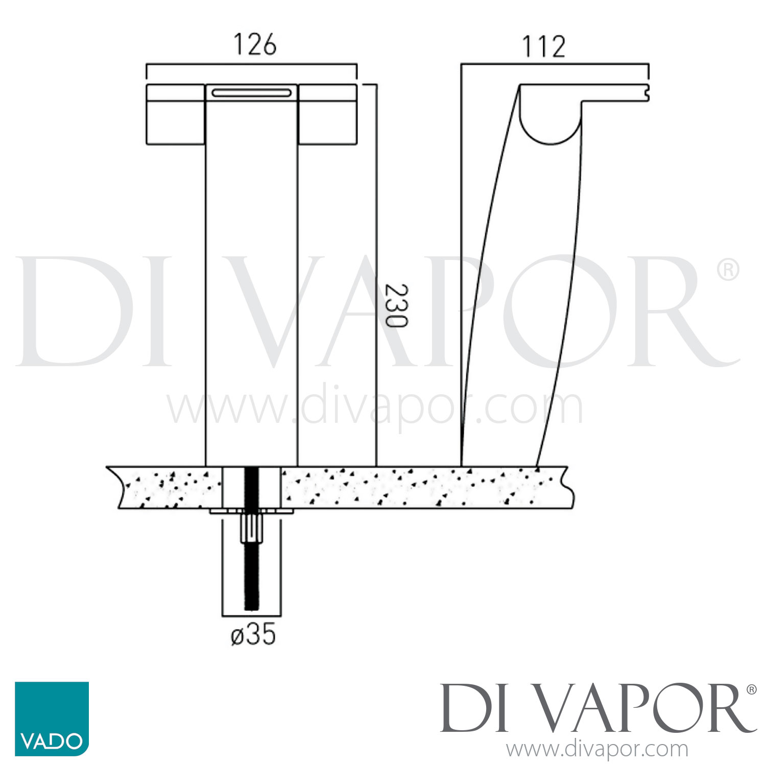 VADO SUM-100E/SB-C/P Summit Extended Basin Mixer Deck Mounted Tap Spare ...