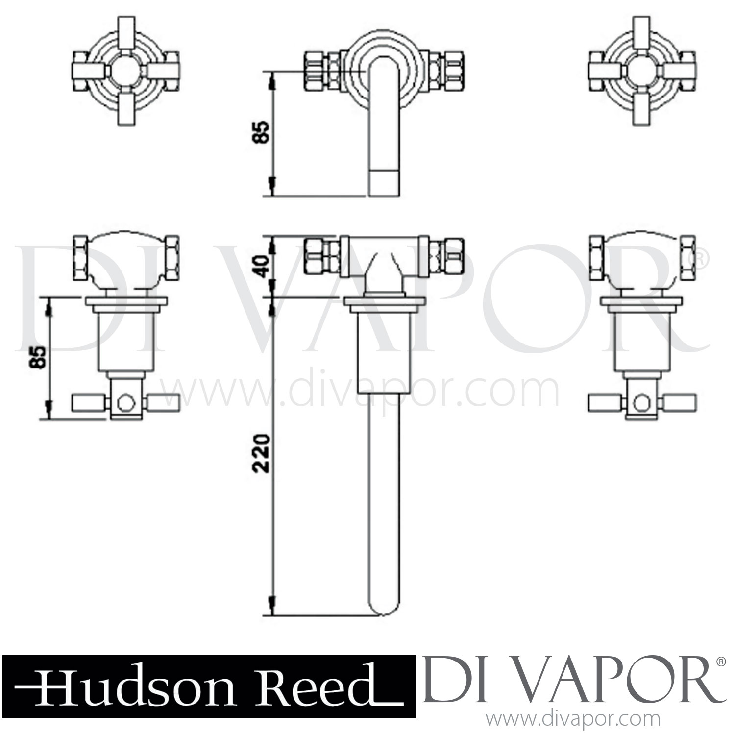 Hudson Reed Tec Crosshead Wall Mounted Basin Mixer Tap - TEX317 Spare Parts