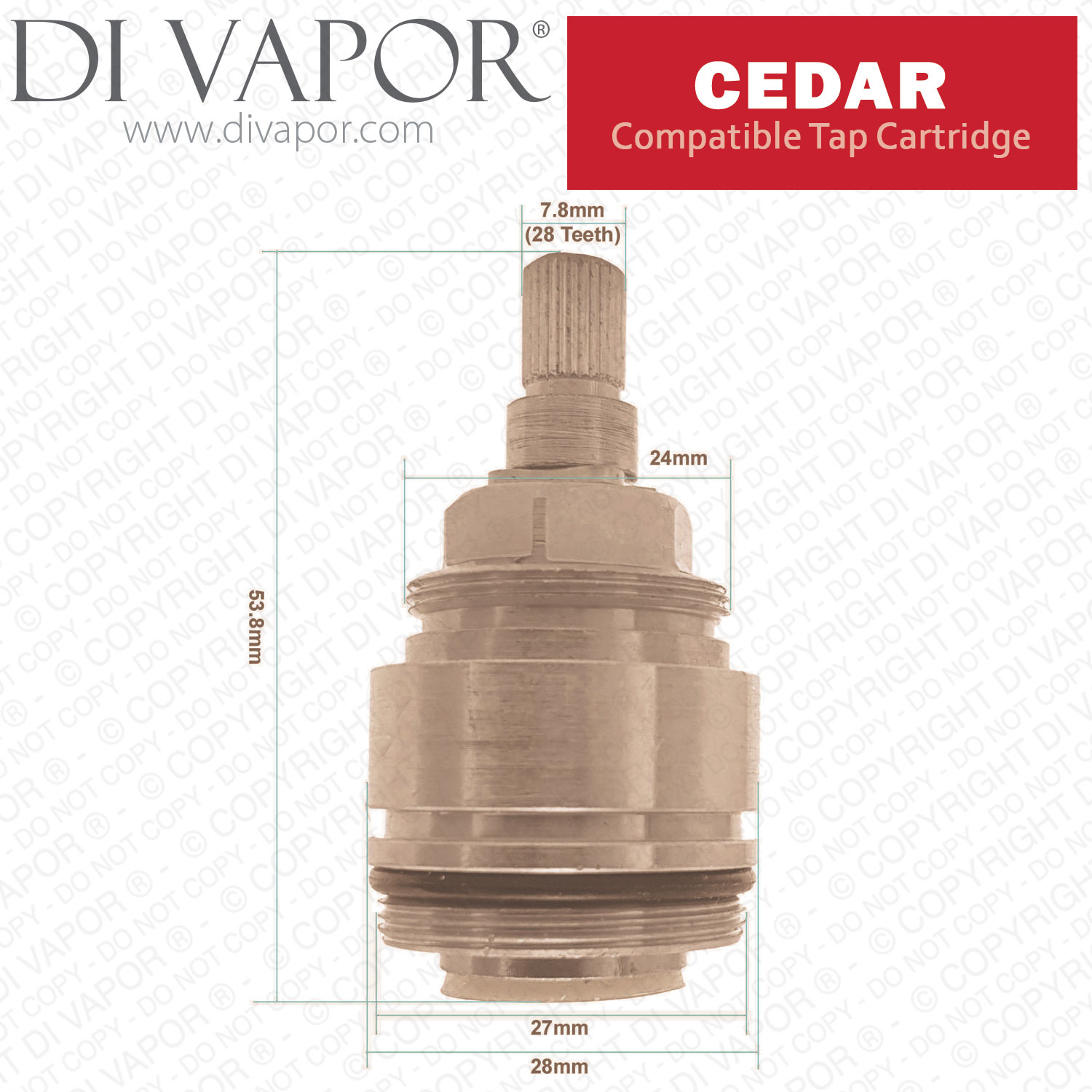 TEKA Cedar Hot Tap Cartridge with Collar Compatible Spare - TKC2533