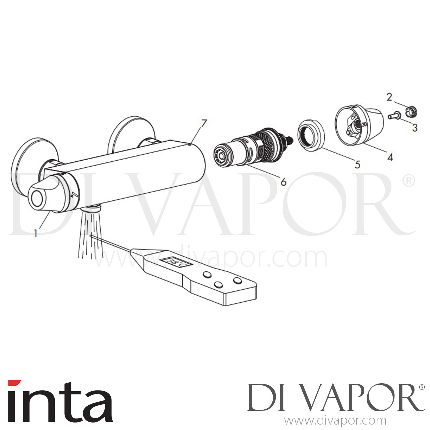 Inta TL10010CP Telo Thermostatic Bar Shower Spare Parts
