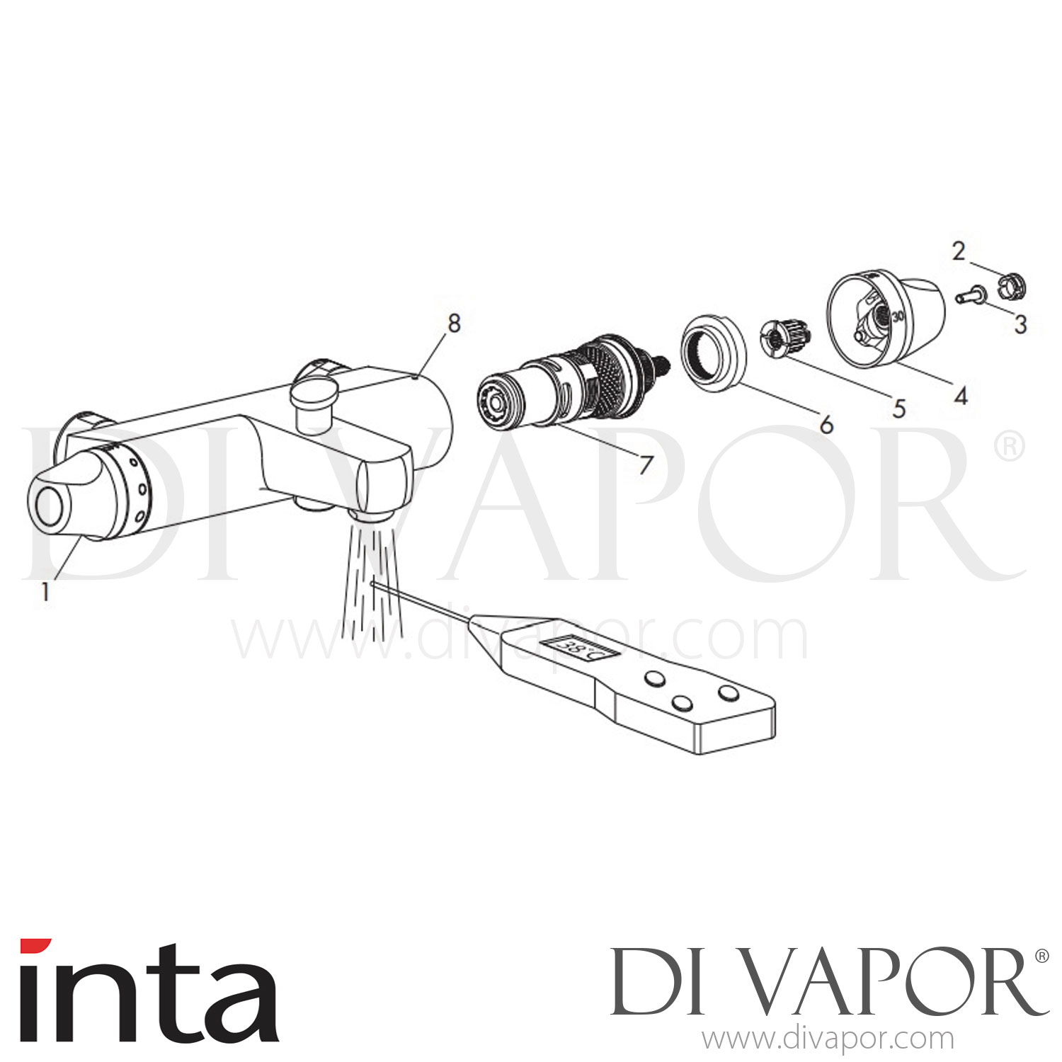 Inta TL30020CP Telo Thermostatic Bath Shower Mixer with Deck Mounting ...